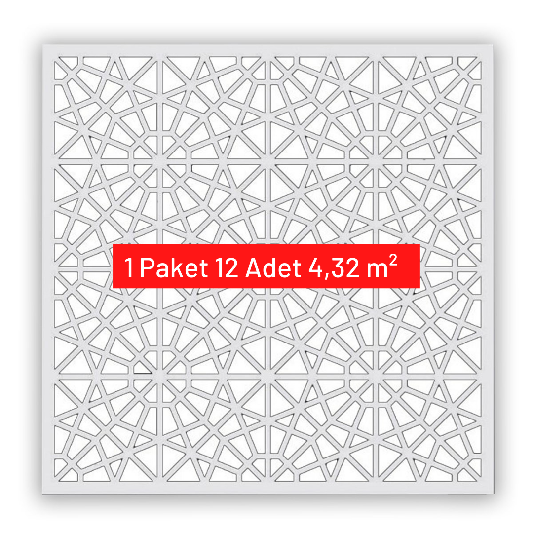 60x60 Dekoratif Tavan Kaplama Orient (Beyaz-Beyaz) 1 Paket 12Adet 4,32 ...